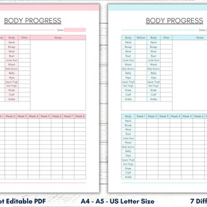 Printable Body Progress Tracker Template, Body Measurements Tracker ...