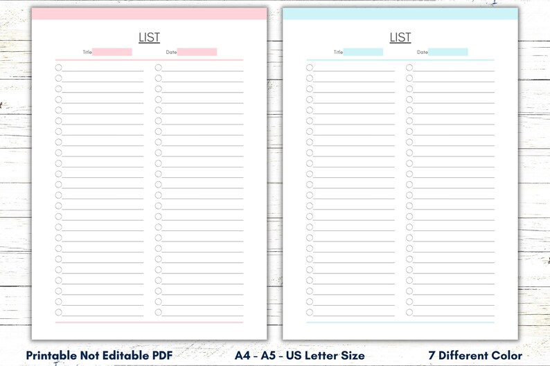 Printable Blank List Template, Blank Checklist Form, Blank List Form ...