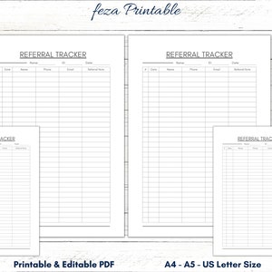 Referral Tracker Editable, Referral Tracker, Referral Tracker Printable ...
