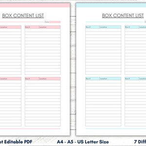 Box Content List Template Printable, Moving Process Plan, Moving ...