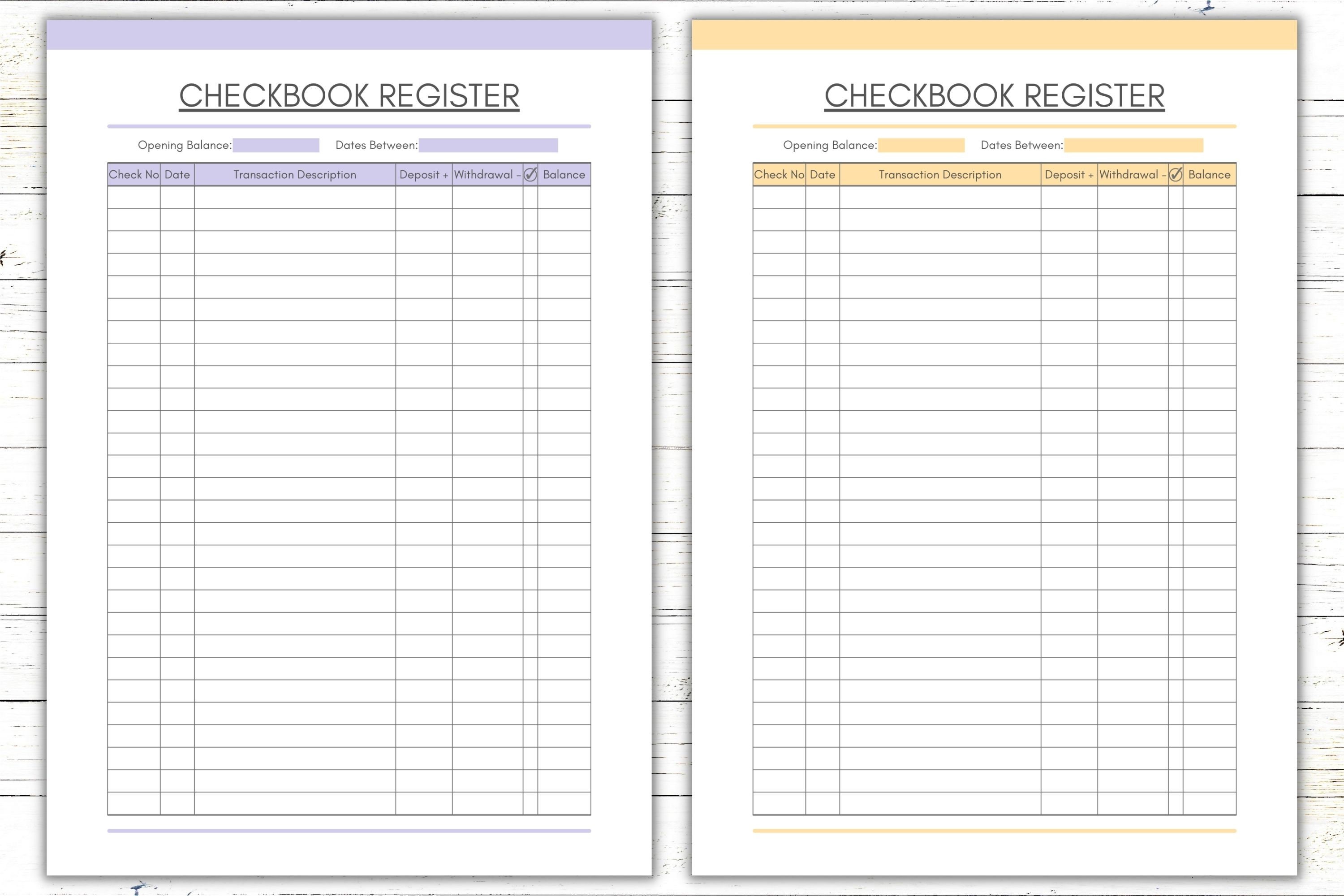 Printable Checkbook Register, Checkbook Balance Tracker, Financial ...