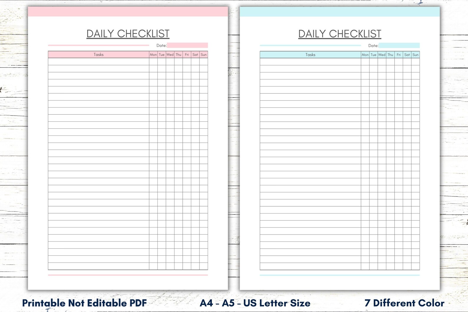 Daily Checklist Printable, Daily Checklist Template, Daily Checklist ...