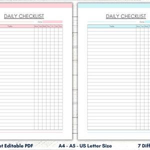 Daily Checklist Printable, Daily Checklist Template, Daily Checklist ...