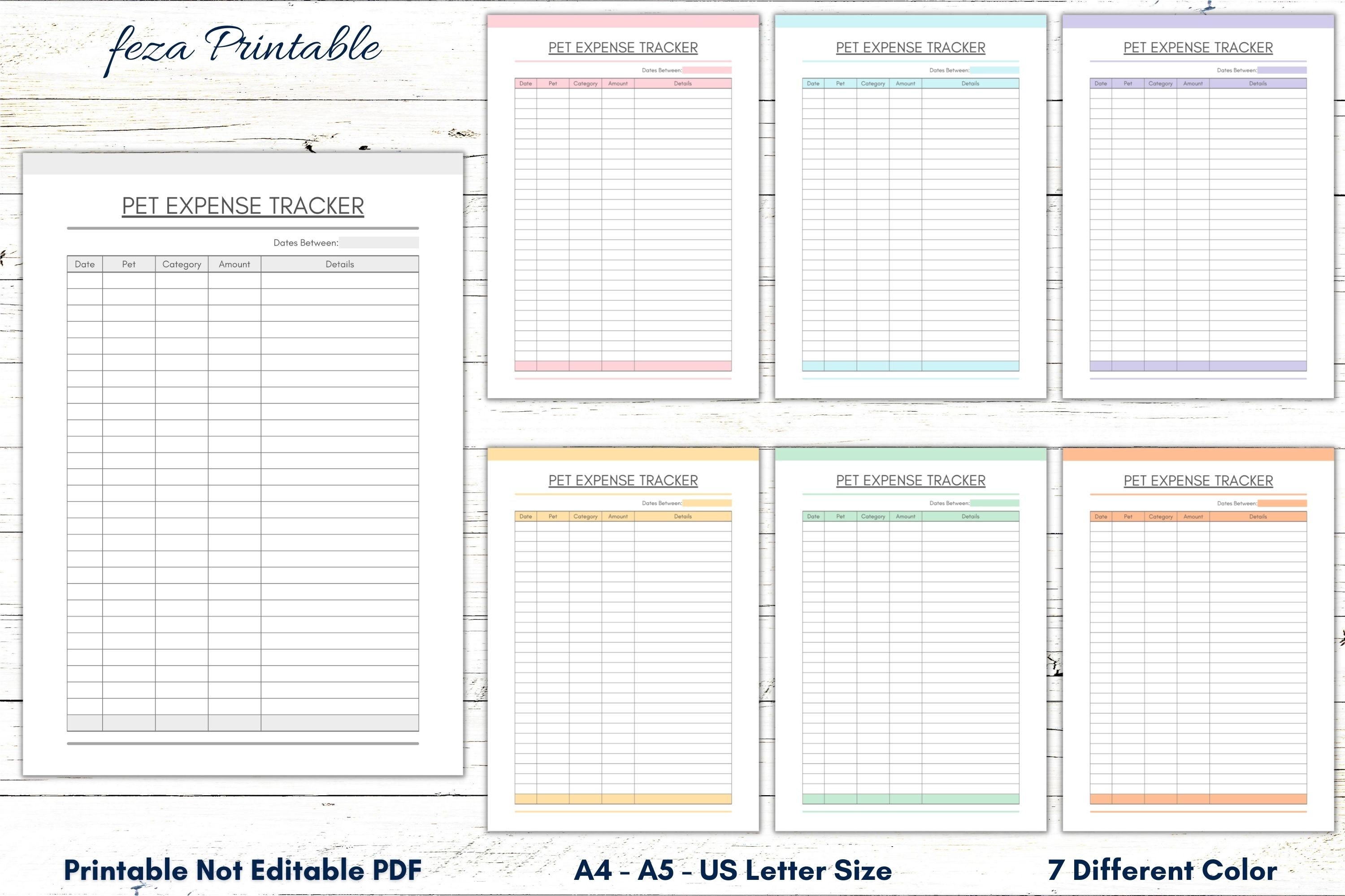 Printable Pet Expense Tracker: Finance Planner Template (PDF) - Etsy