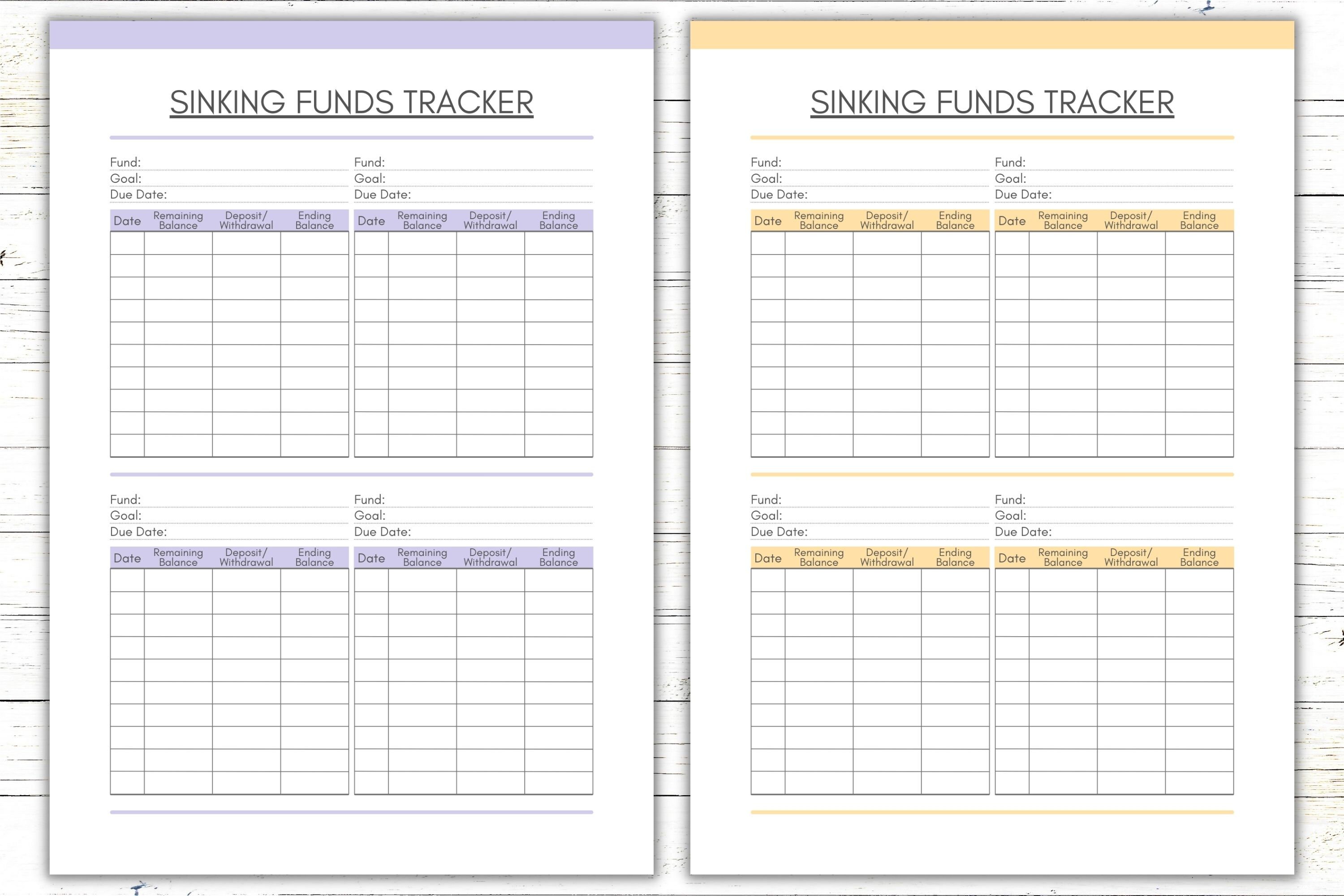 Printable Sinking Funds Tracker, Sinking Funds Planner, Sinking Fund ...