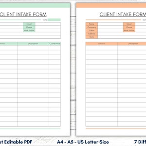 Printable Client Intake Form, Client Service List, Business New Client ...