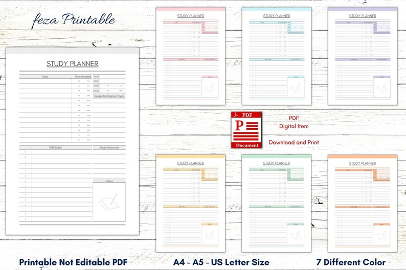 Printable Study Planner, Daily Study Planner, Printable Student ...