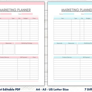 Printable Marketing Planner, Printable Marketing Template, Printable ...