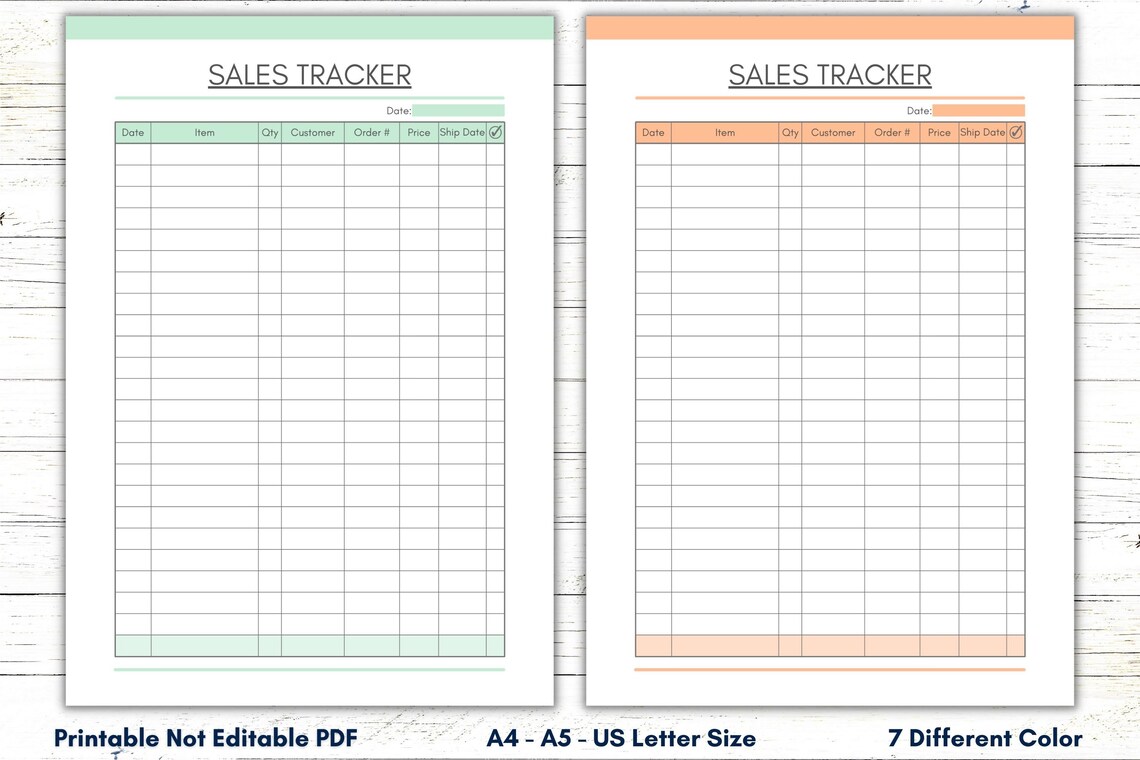 Printable Sales Tracker, Sales Tracking, Printable Order Tracker, PDF ...
