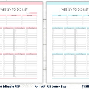 Printable Weekly Planner, Two Weekly to Do List, Printable Weekly Notes ...