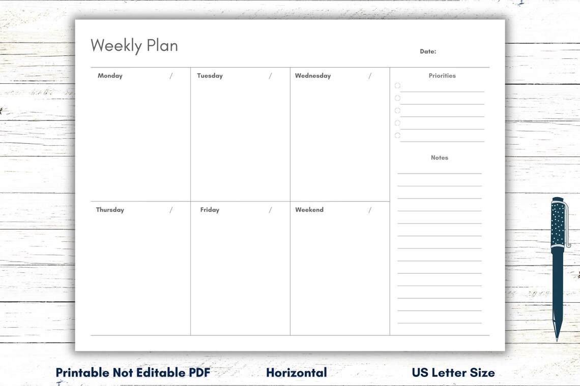 Weekly Planner, Weekly Planner Printable, Weekly Planner Template ...
