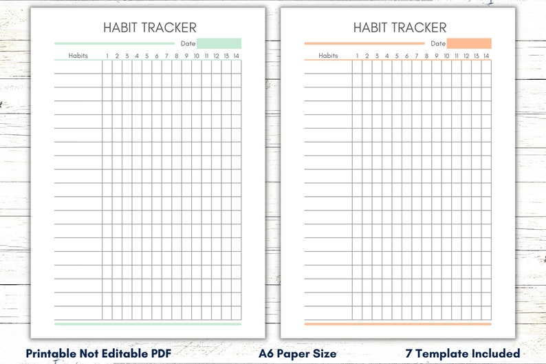 A6 Habit Tracker Printable Template Weekly Habit Tracker A6 - Etsy