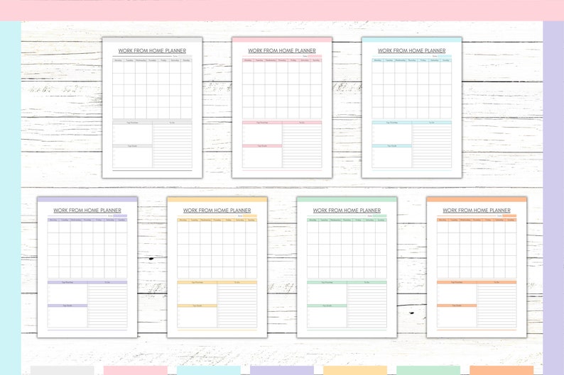 Work From Home Planner Printable Template, Daily Working Planner ...