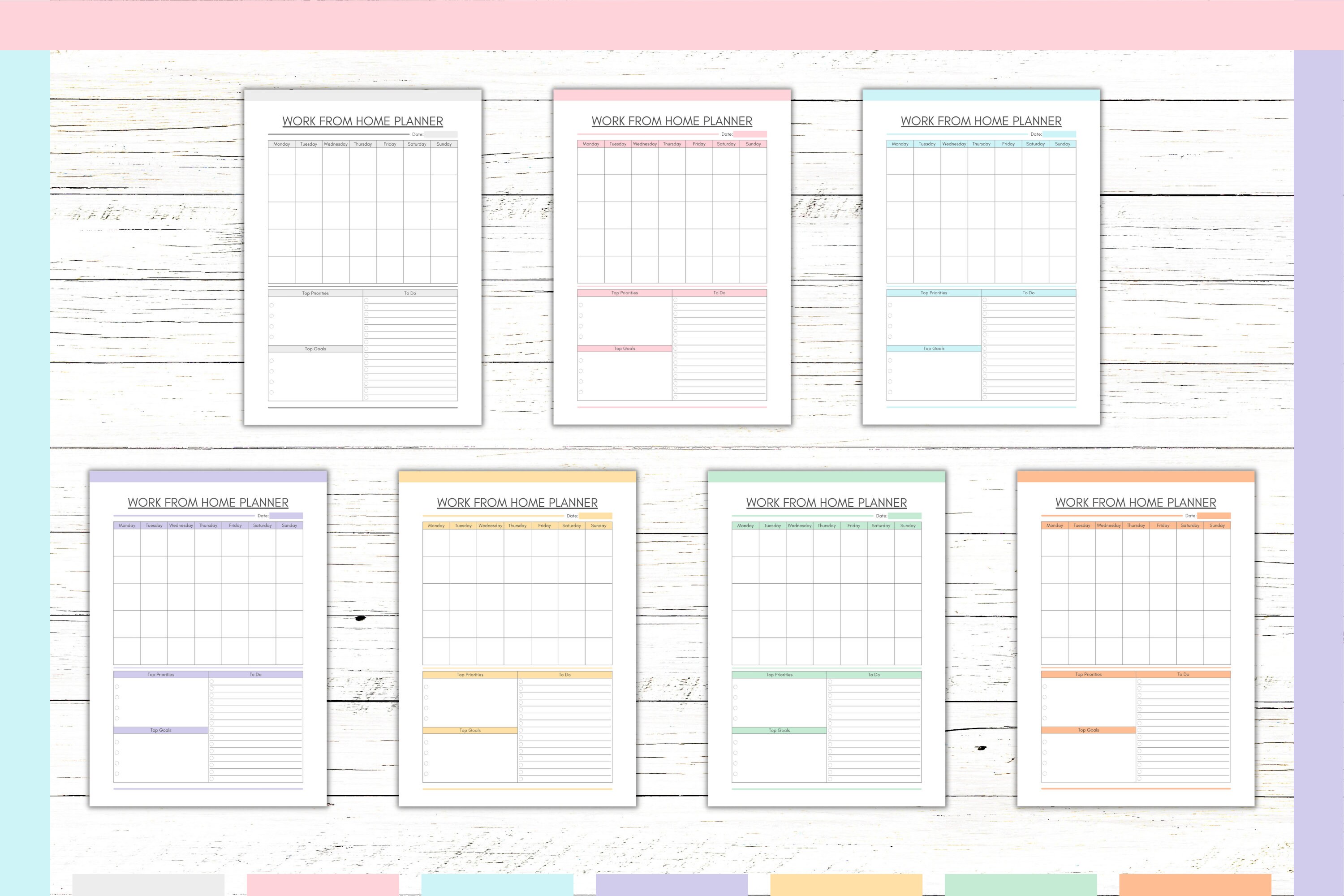Work From Home Planner Printable Template, Daily Working Planner ...