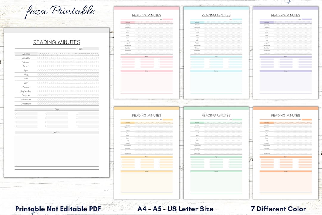 Reading Minutes Tracker Printable Template, Time Spend Reading Tracker ...