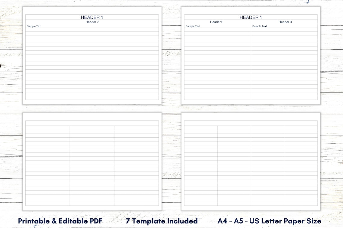 Blank Columns Chart Sheet Printable, Editable Blank Worksheet, Fillable ...