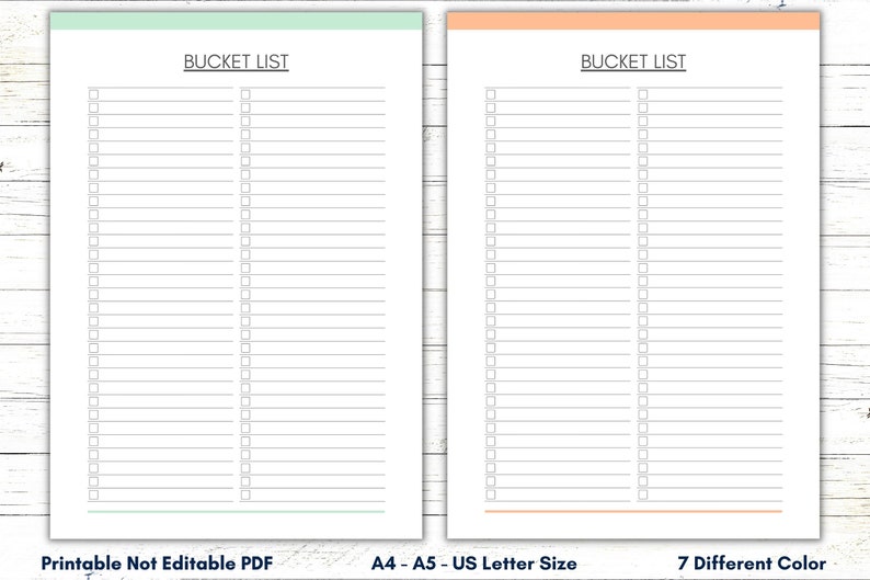 Bucket List Printable Template, Bucket List Sheet, Bucket List Bullet ...