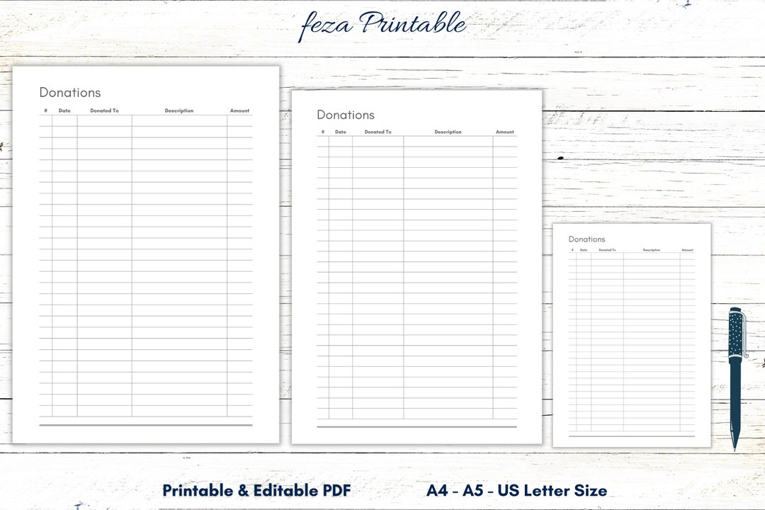 Donation Tracker Printable , Donation Form, Donation Sign, Donations ...