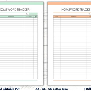 Printable Homework Tracker, Homework Log, PDF Homework Checklist ...