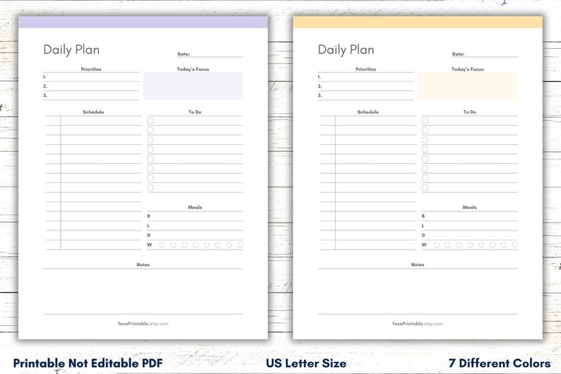 Daily Planner Printable: Minimalist Productivity Template (PDF) - Etsy