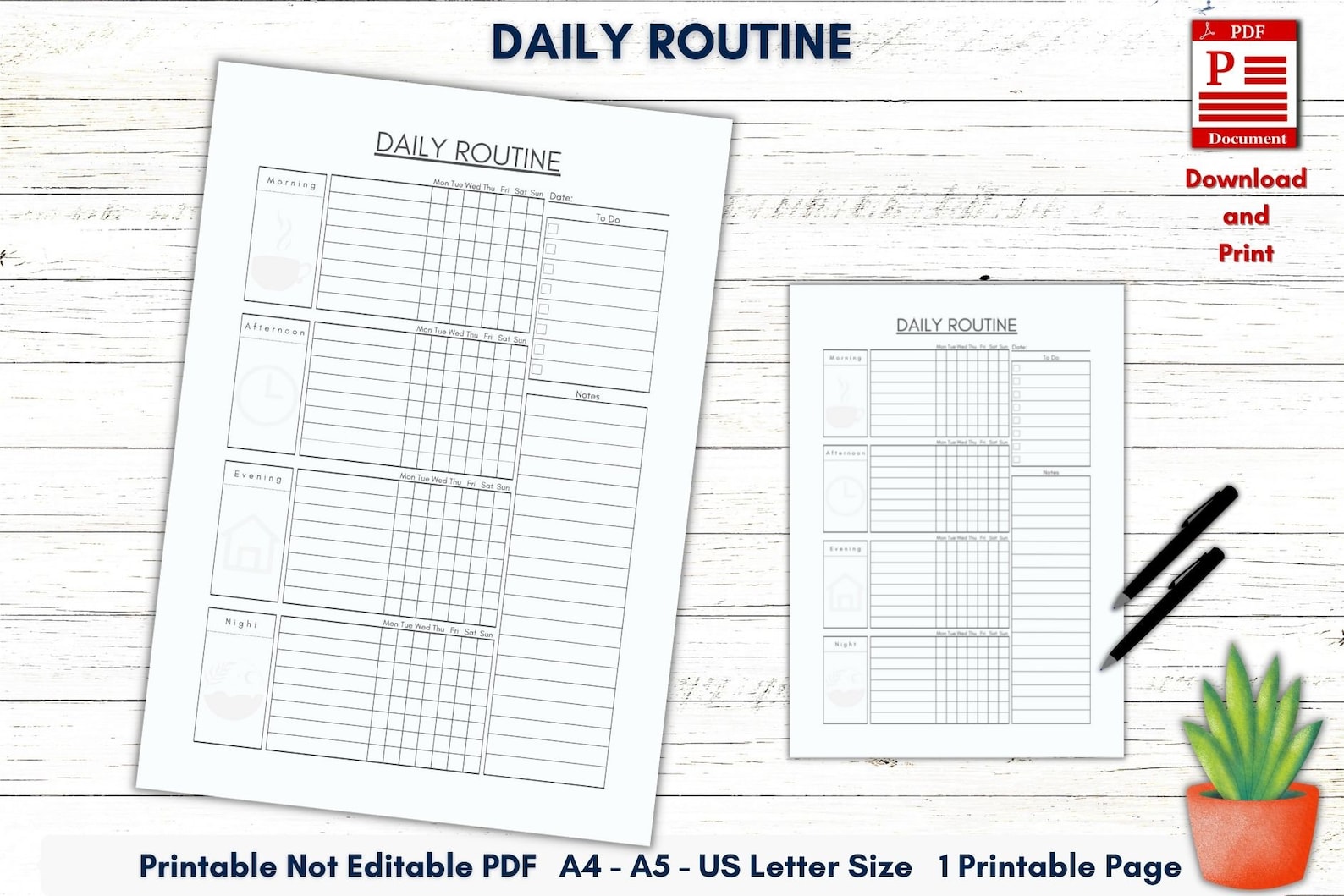 Printable Daily Routine Daily Routine Chart Printable Daily | Etsy