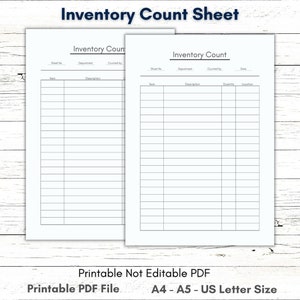 Printable Inventory Count Sheet Inventory Count Insert - Etsy