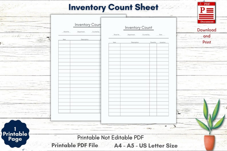 Printable Inventory Count Sheet Inventory Count Insert - Etsy