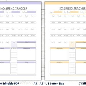 Printable No Spend Tracker, Printable No Spend Challenge, Printable ...