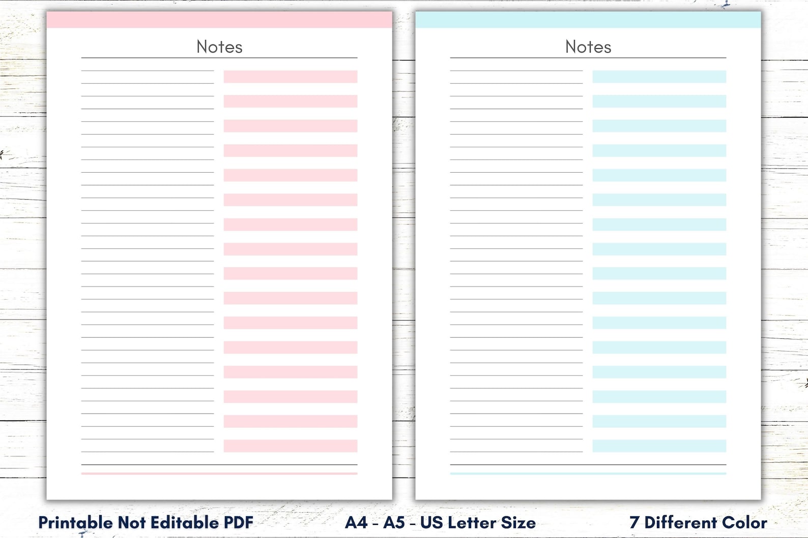 Printable 2 Column Note Pages, Note Sheet Template, Writing Paper ...