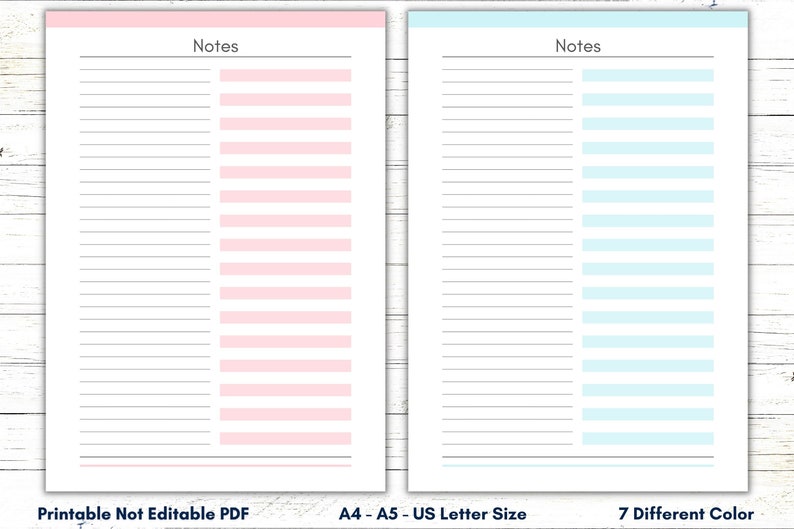 Printable 2 Column Note Pages, Note Sheet Template, Writing Paper ...