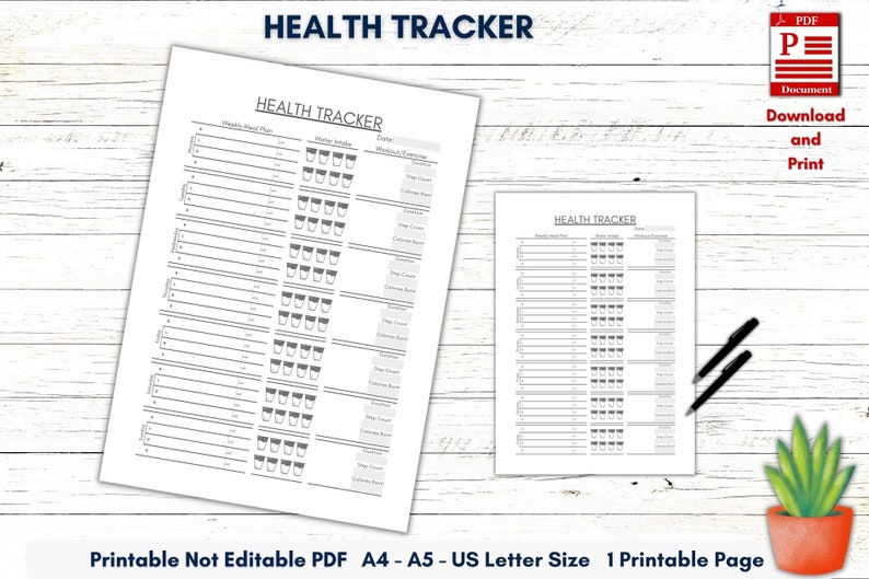 Printable Health Tracker Printable Health Planner Food - Etsy