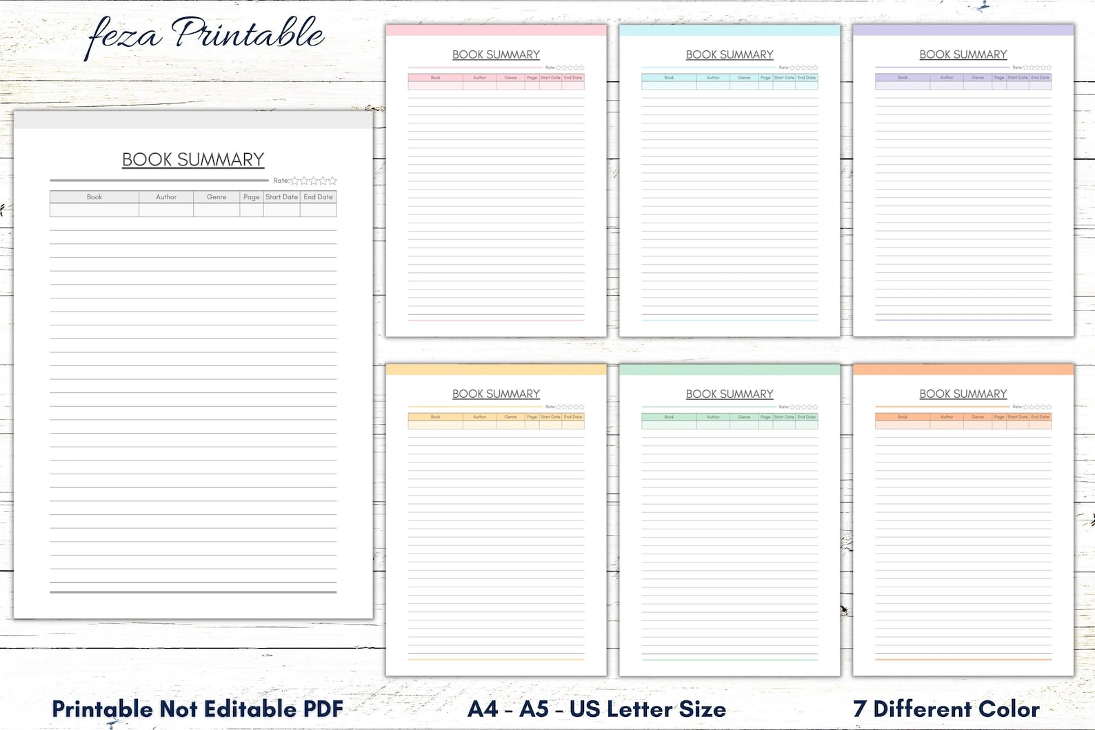 Book Summary Page Template Printable, Summary Sheet, Book Planner ...