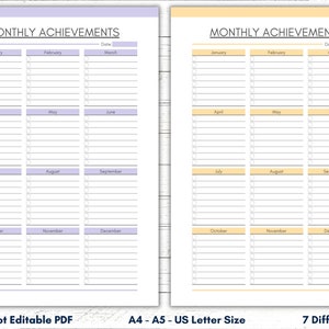 Printable Monthly Achievements Tracker, Achievements Overview, Monthly ...