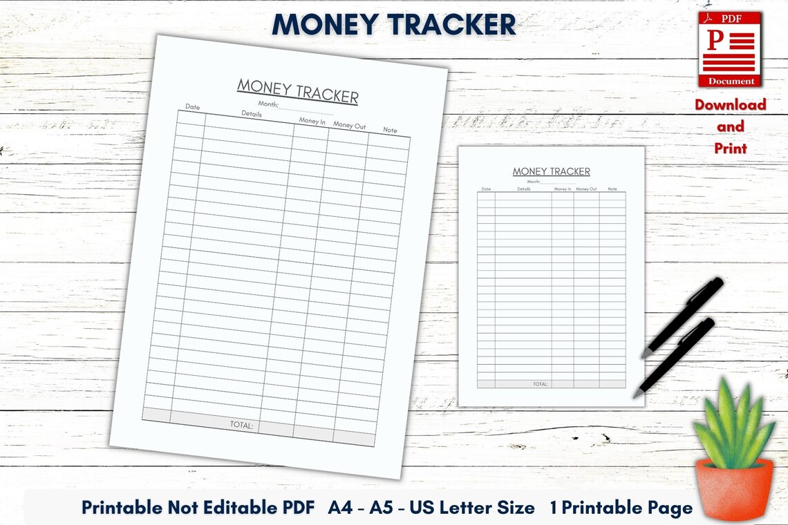 Printable Money Tracker Printable Personal Finance Tracker | Etsy