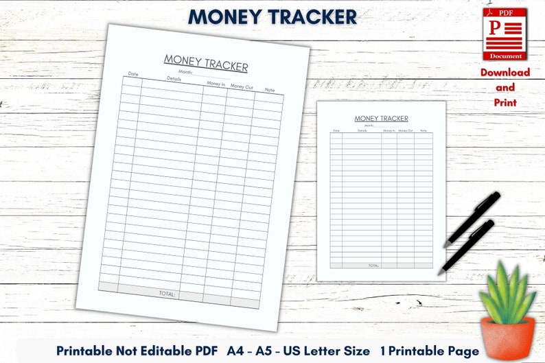 Printable Money Tracker Printable Personal Finance Tracker | Etsy