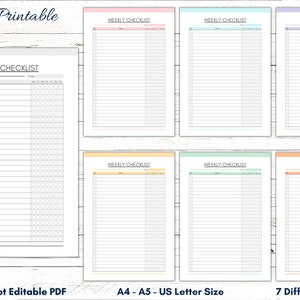 Printable Weekly Checklist, Weekly Tasks List, Weekly Organizer, PDF ...