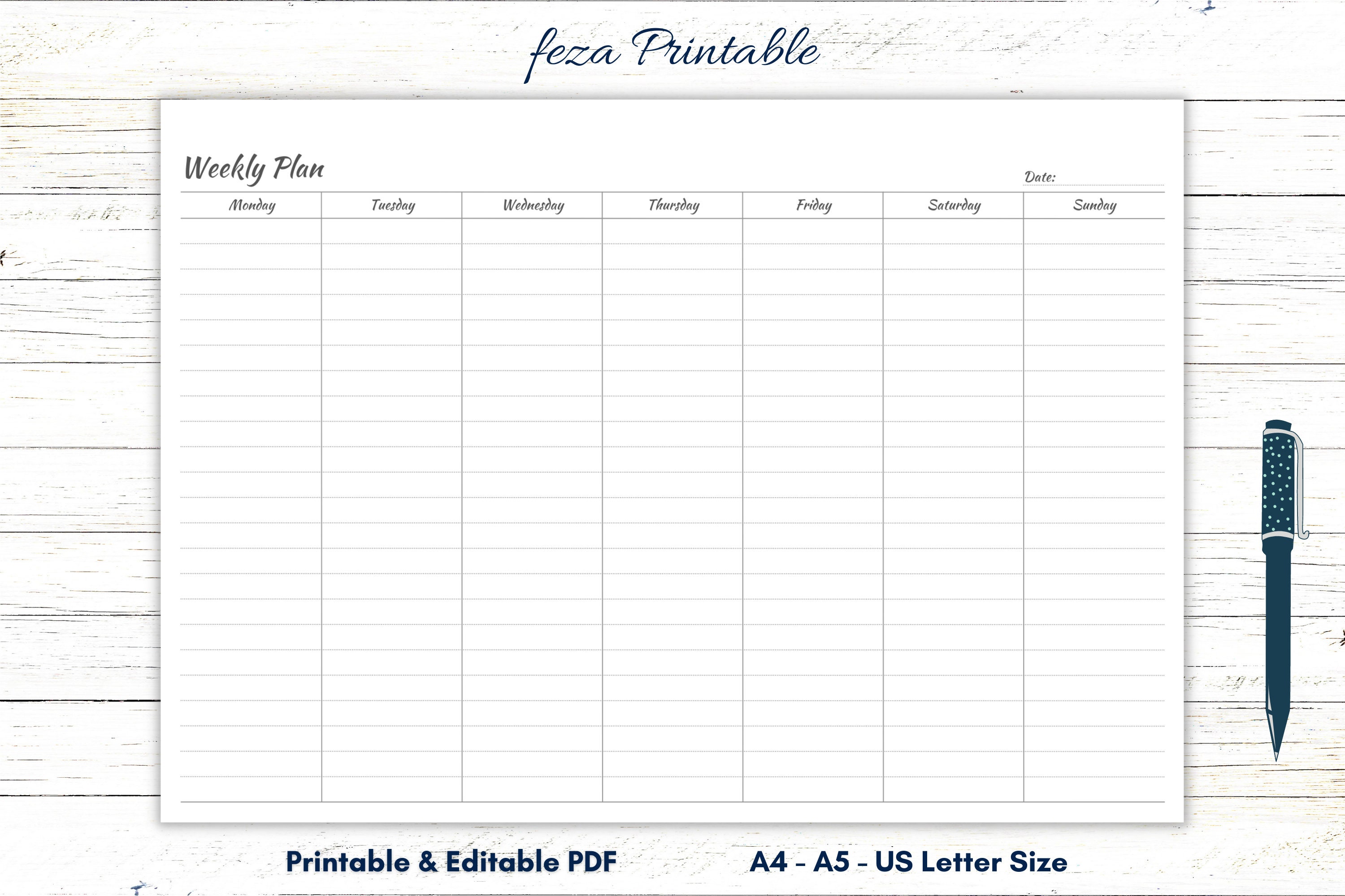 Weekly Planner, Weekly Planner Printable, Weekly Planner Editable ...