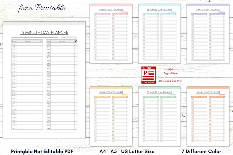15 Minute Planner Printable, 15 Minutes Planner, 15 Minute Daily ...