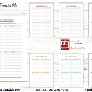 Box Content List Template Printable, Moving Process Plan, Moving ...