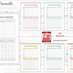 Printable Yearly Finance Overview Planner, Personal Budget Planner ...