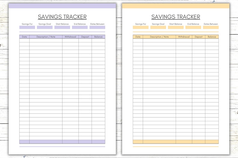 Printable Savings Tracker, Savings Account Sheet, Personal Budget ...