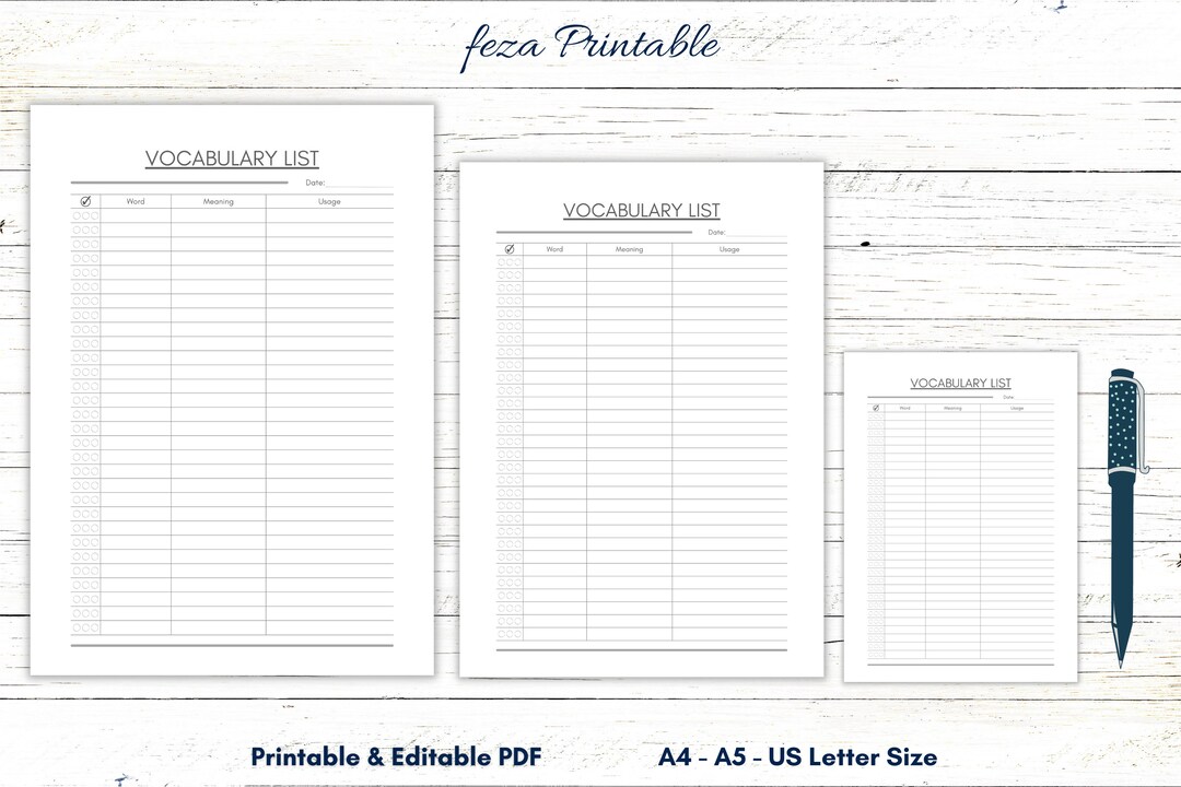 Vocabulary List, Vocabulary Log, Vocabulary Journal, Vocabulary Books ...