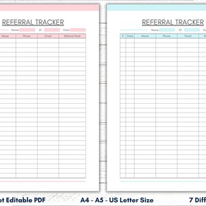 Printable Client Referral Tracker, A4 A5 US Letter (PDF) - Etsy