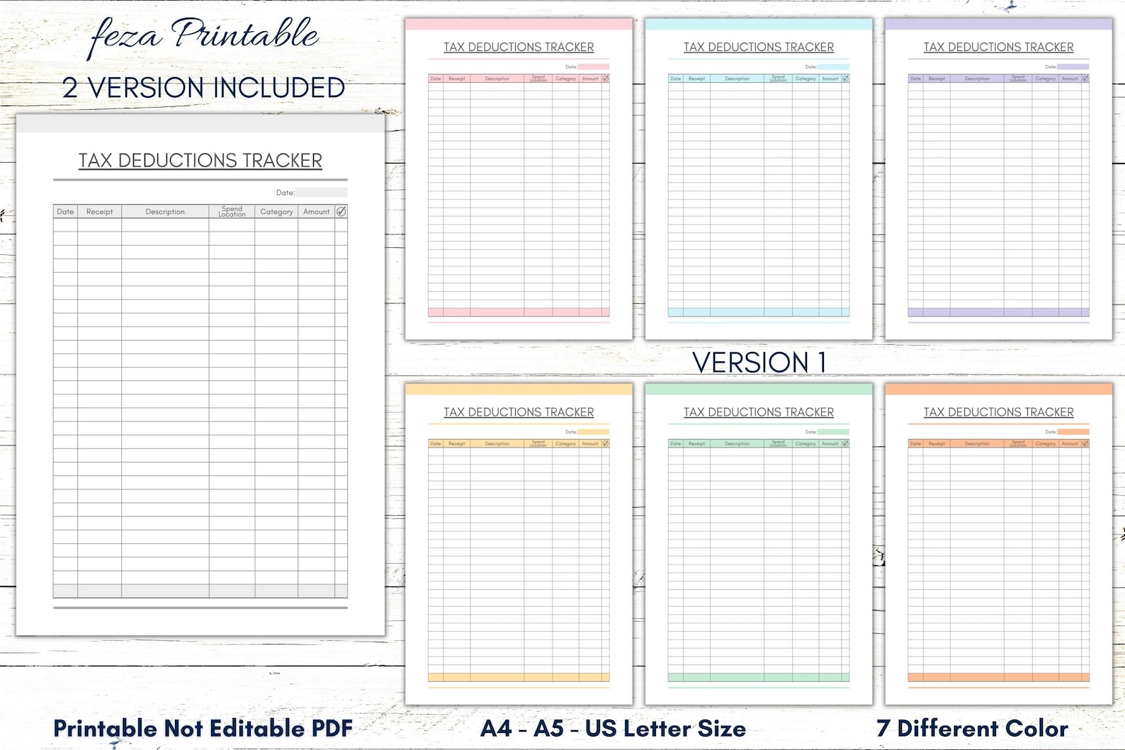 Printable Tax Deduction Tracker, 2 Version, Business Tax Log, Online ...