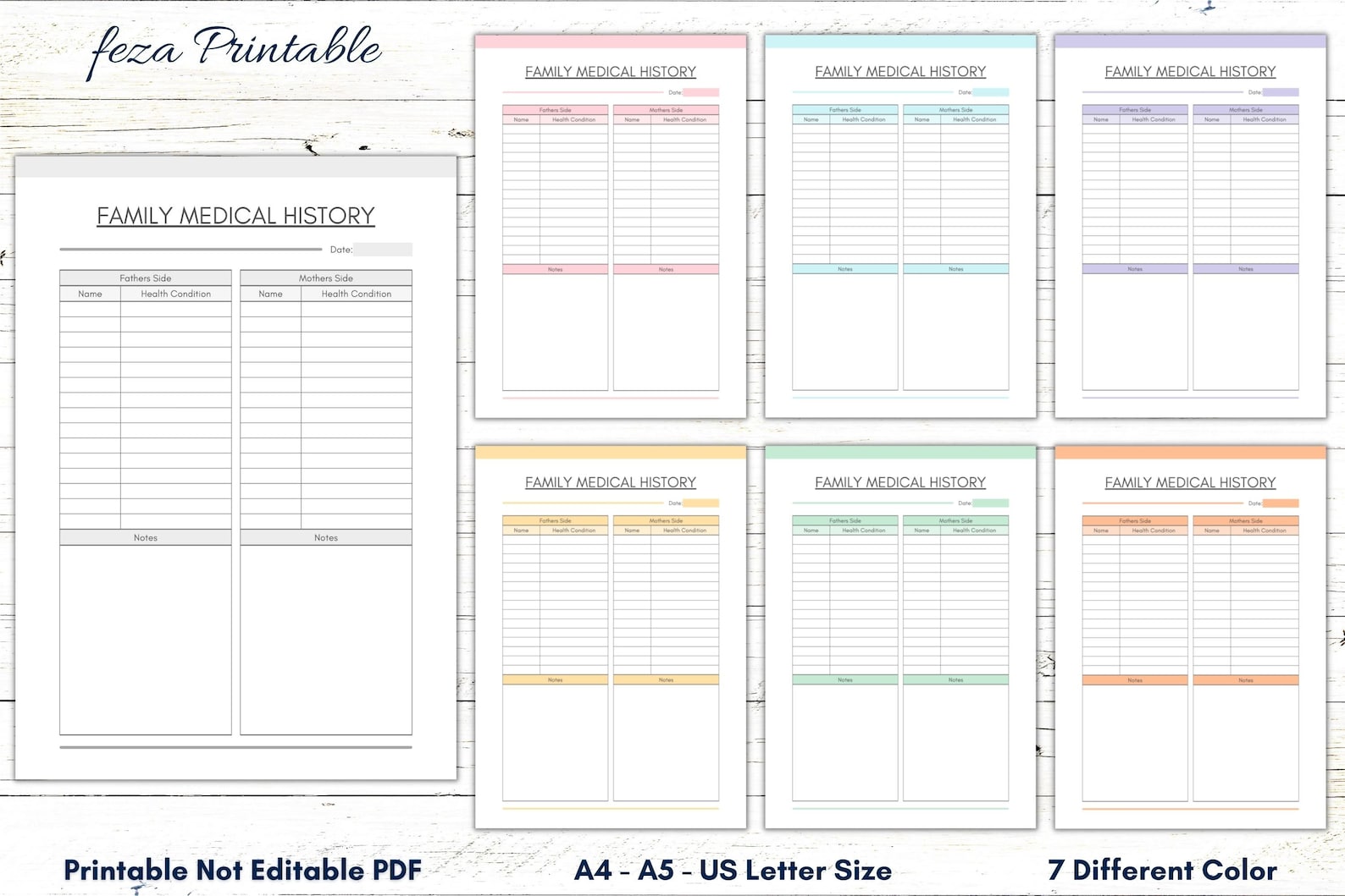 Printable Family Medical History Sheet Template, Medical Binder Insert ...