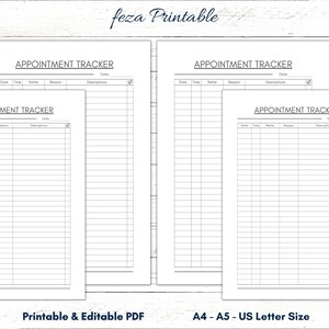 Appointment Tracker Template Printable, Appointment Book Editable ...