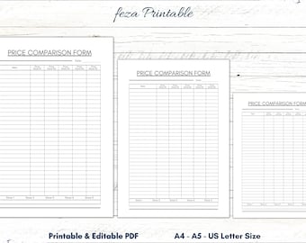 Grocery Price Comparison Printable - Etsy
