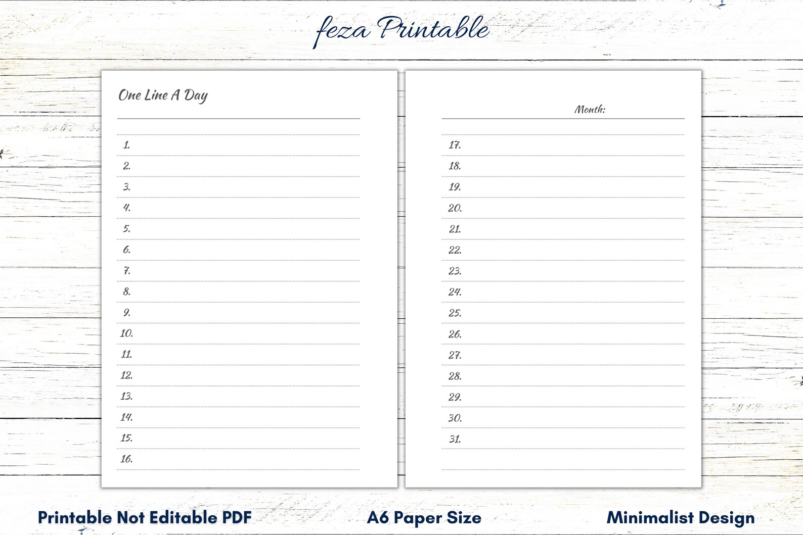 A6 One Line A Day, One Line A Day Journal, One Line A Day Printable ...