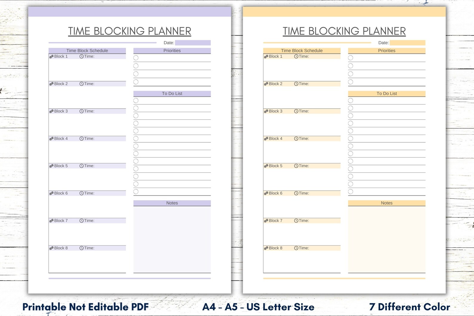 Printable Time Blocking Planner, Time Block Schedule, Time Block ...