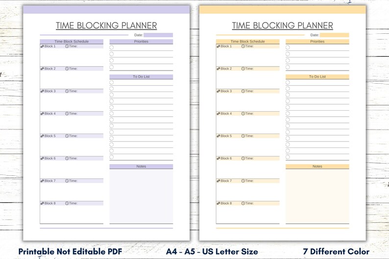 Printable Time Blocking Planner, Time Block Schedule, Time Block ...